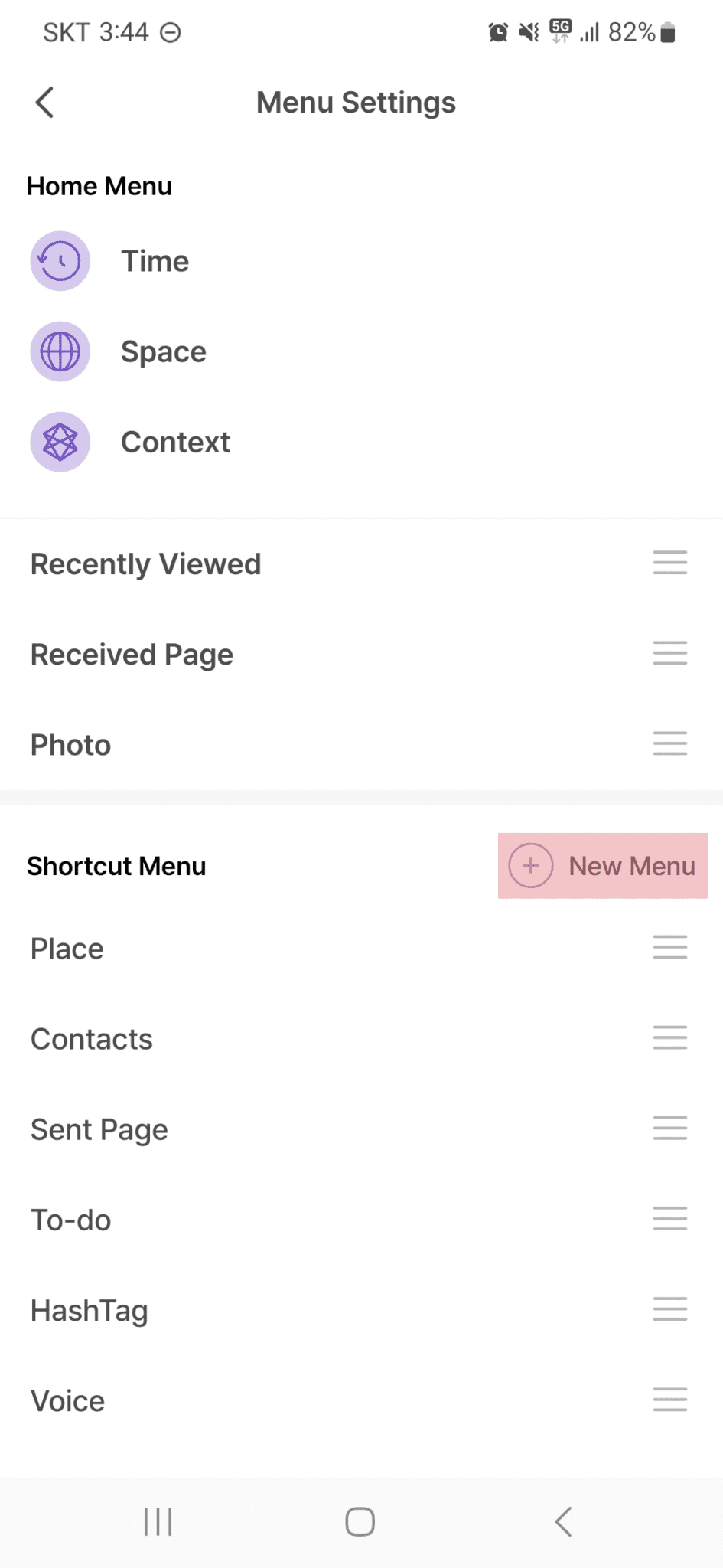 Rearrange Modes in Home & Shortcut Menus | DigitalPage