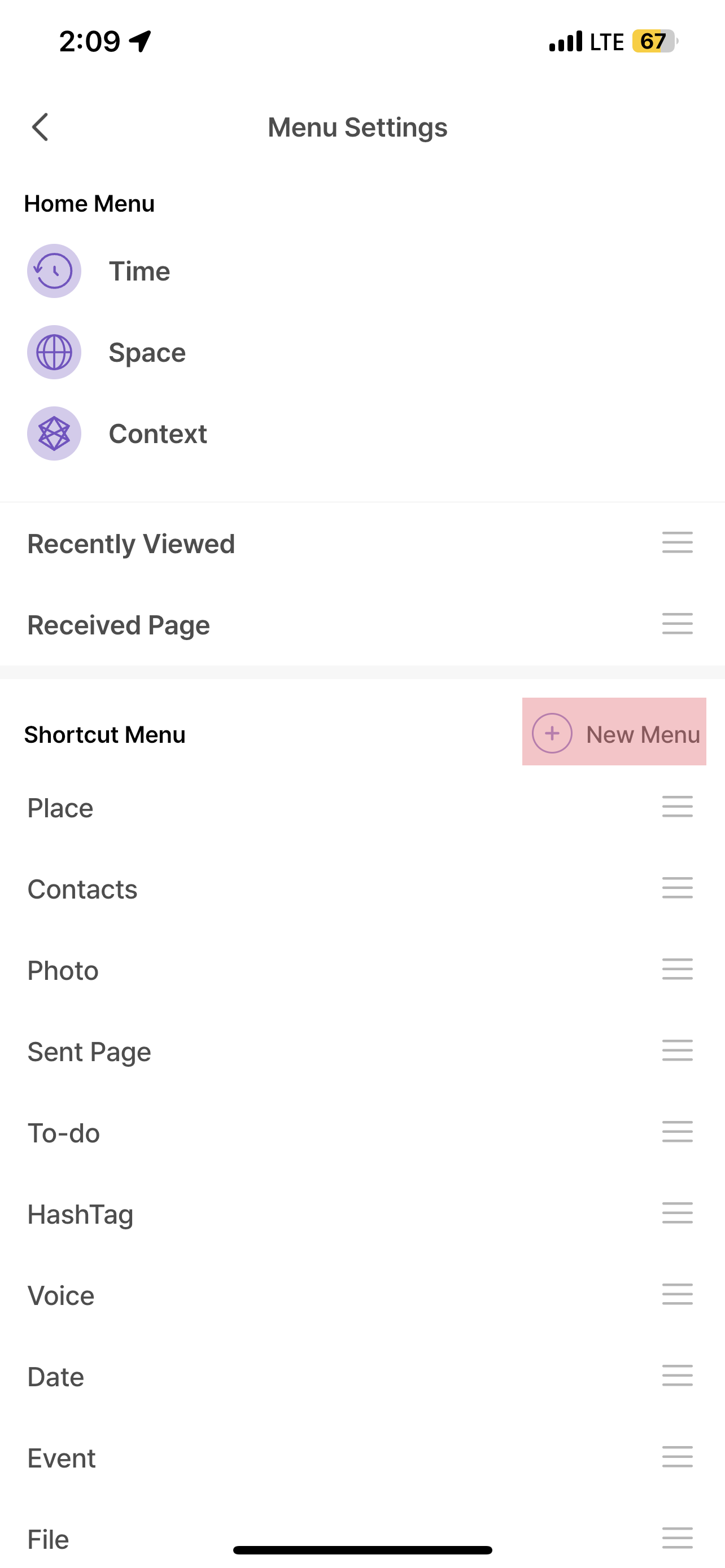 Rearrange Modes in Home & Shortcut Menus | DigitalPage