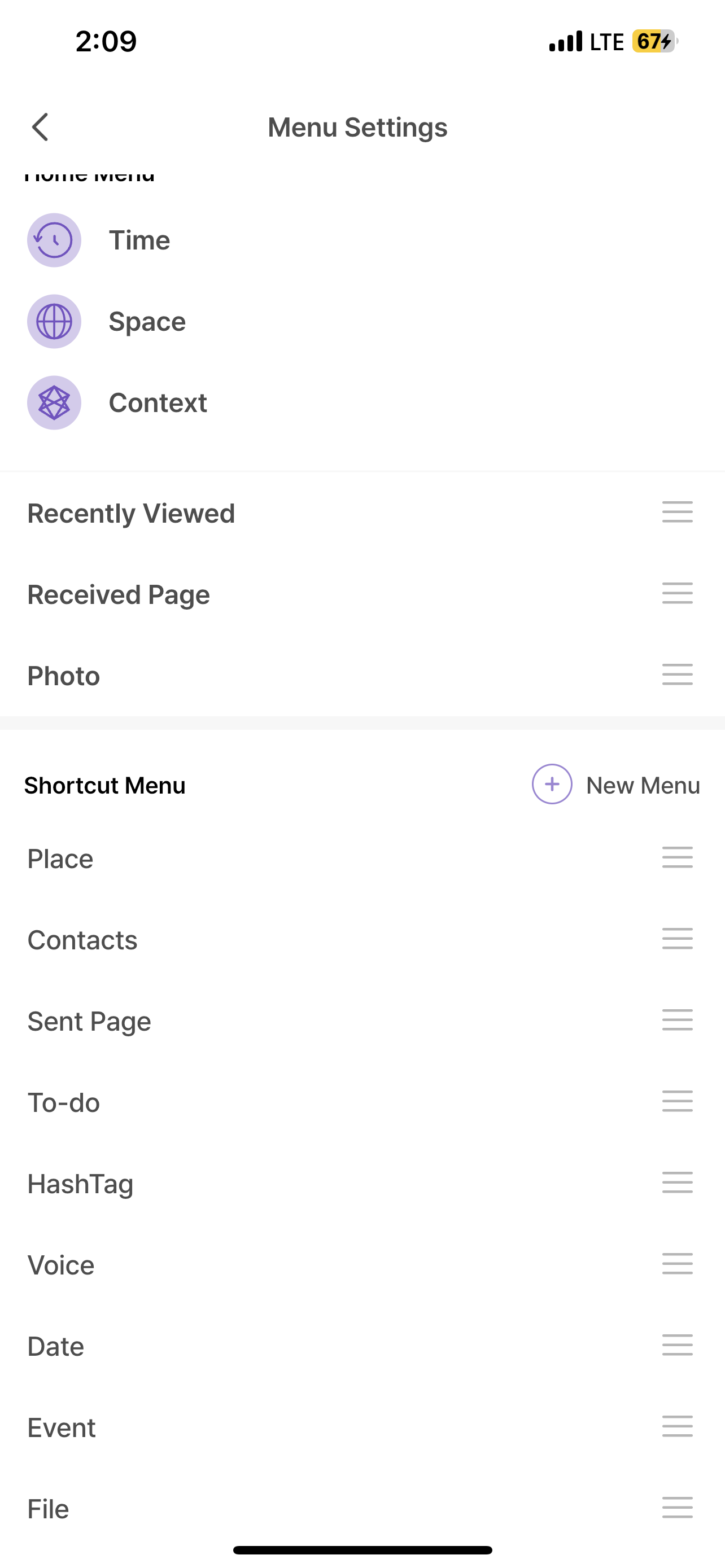 Rearrange Modes in Home & Shortcut Menus | DigitalPage